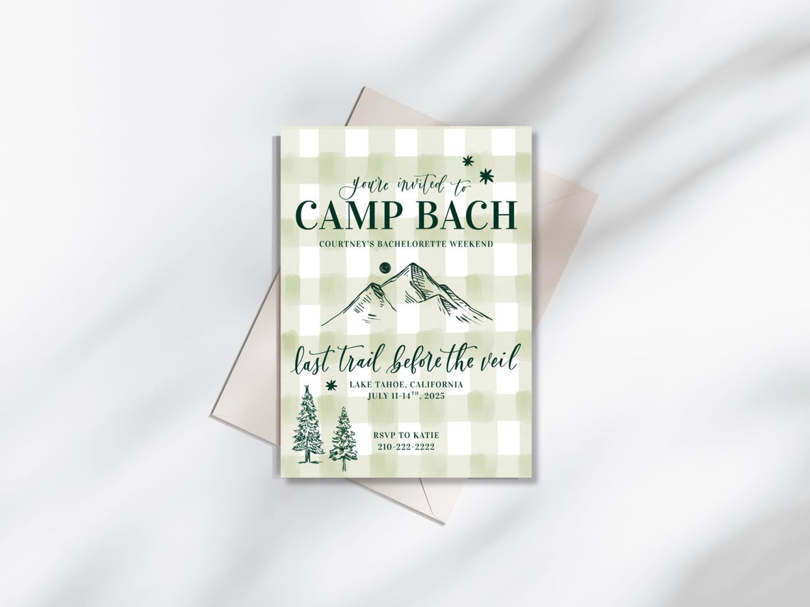 Camp Bach Bachelorette Invitation & Itinerary, Editable Template, Last ...