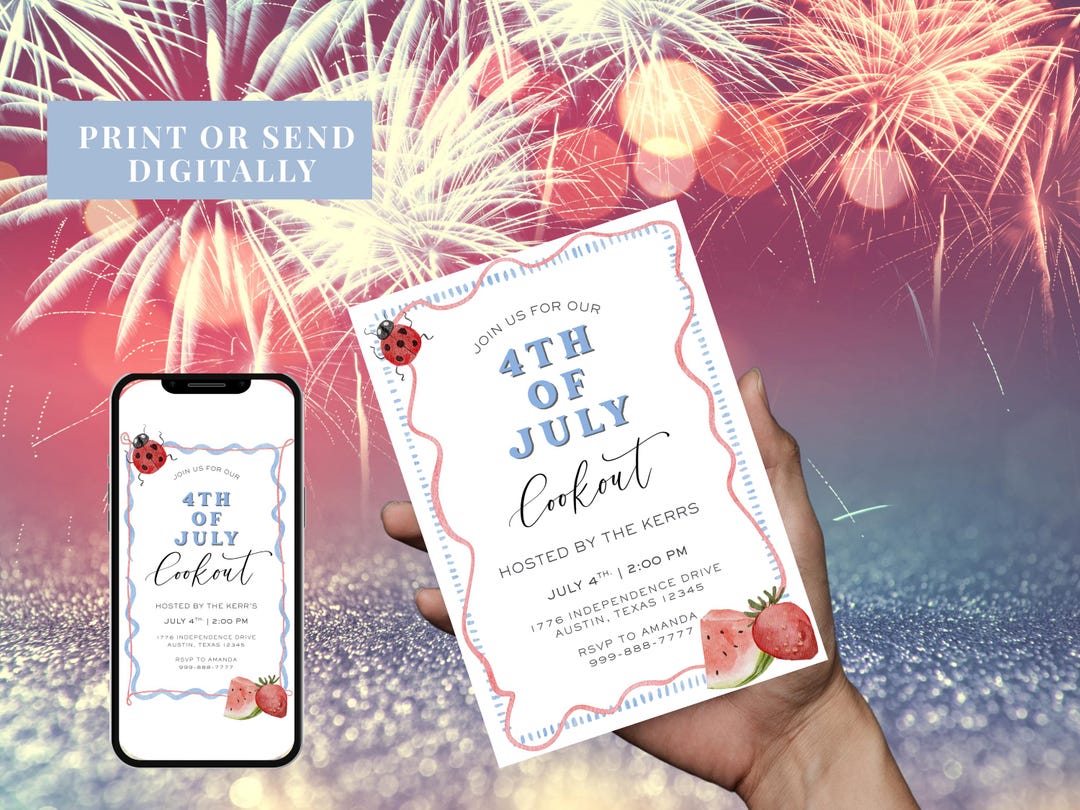 Editable 4th of July BBQ Invitation, Cookout Invitation, Independence ...