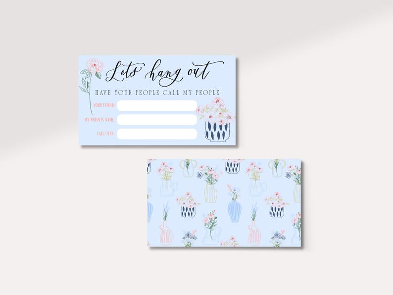 Calling Card Kids | Printable Girls Calling Card | | School Contact ...