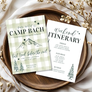 Camp Bach Bachelorette Invitation & Itinerary, Editable Template, Last ...