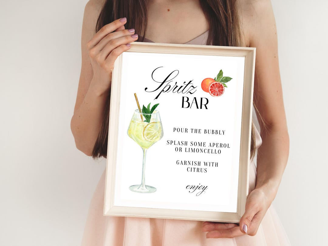 Editable Spritz Bar Sign, Signature Cocktail Sign, Amalfi Coast ...