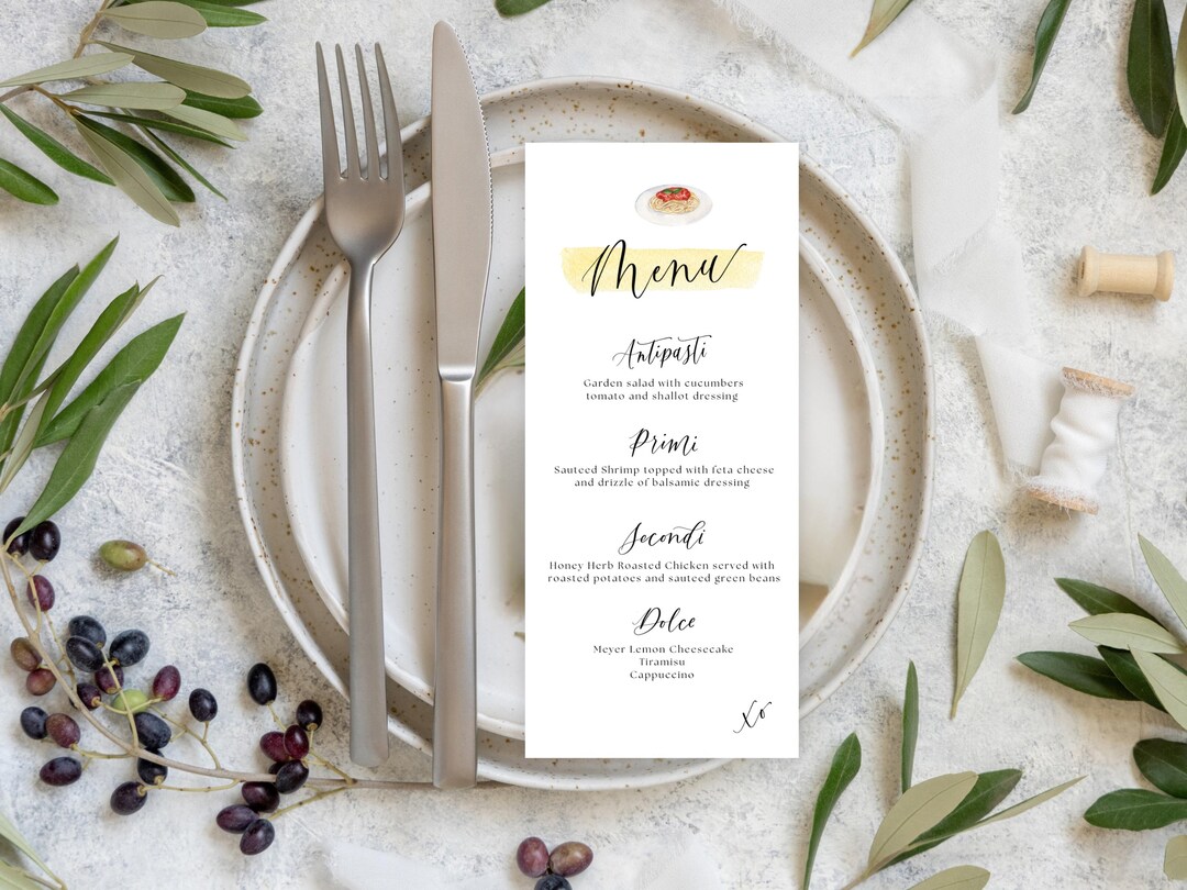 Italian Wedding Menu Template | Digital Italian Wedding Menu Template ...