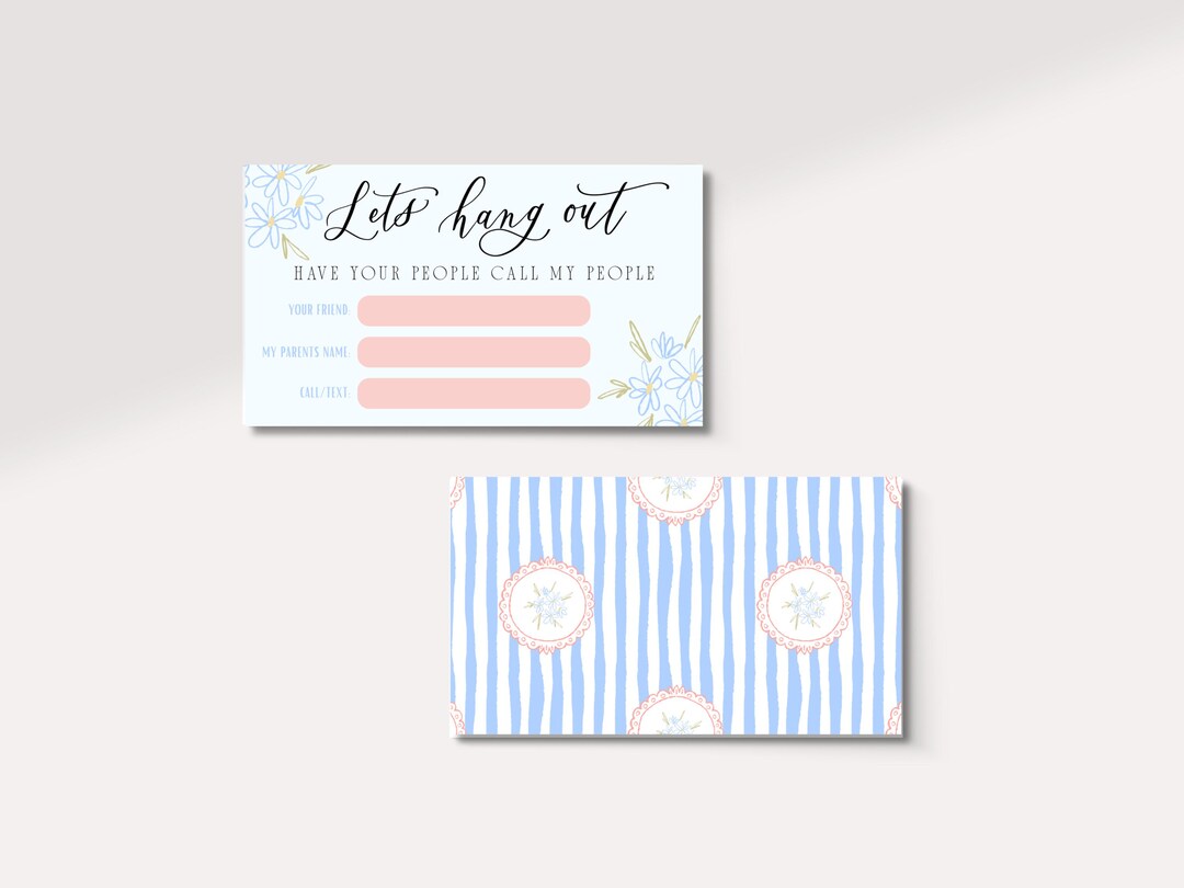 Calling Card Kids | Printable Girls Calling Card | | School Contact ...