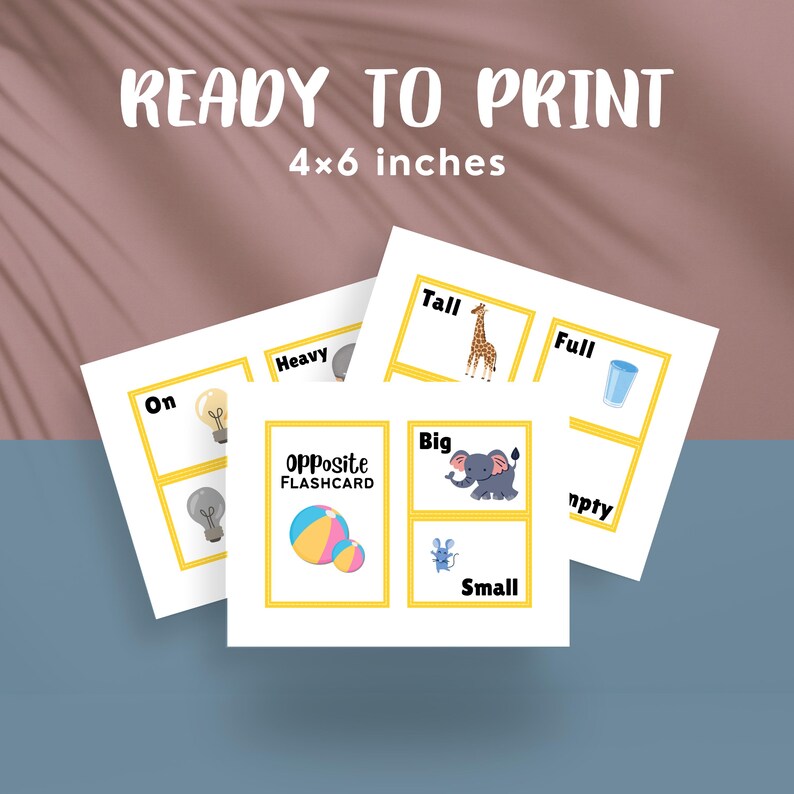 Opposite Flashcards Printable Montessori Flashcard for Kid Homeschool ...