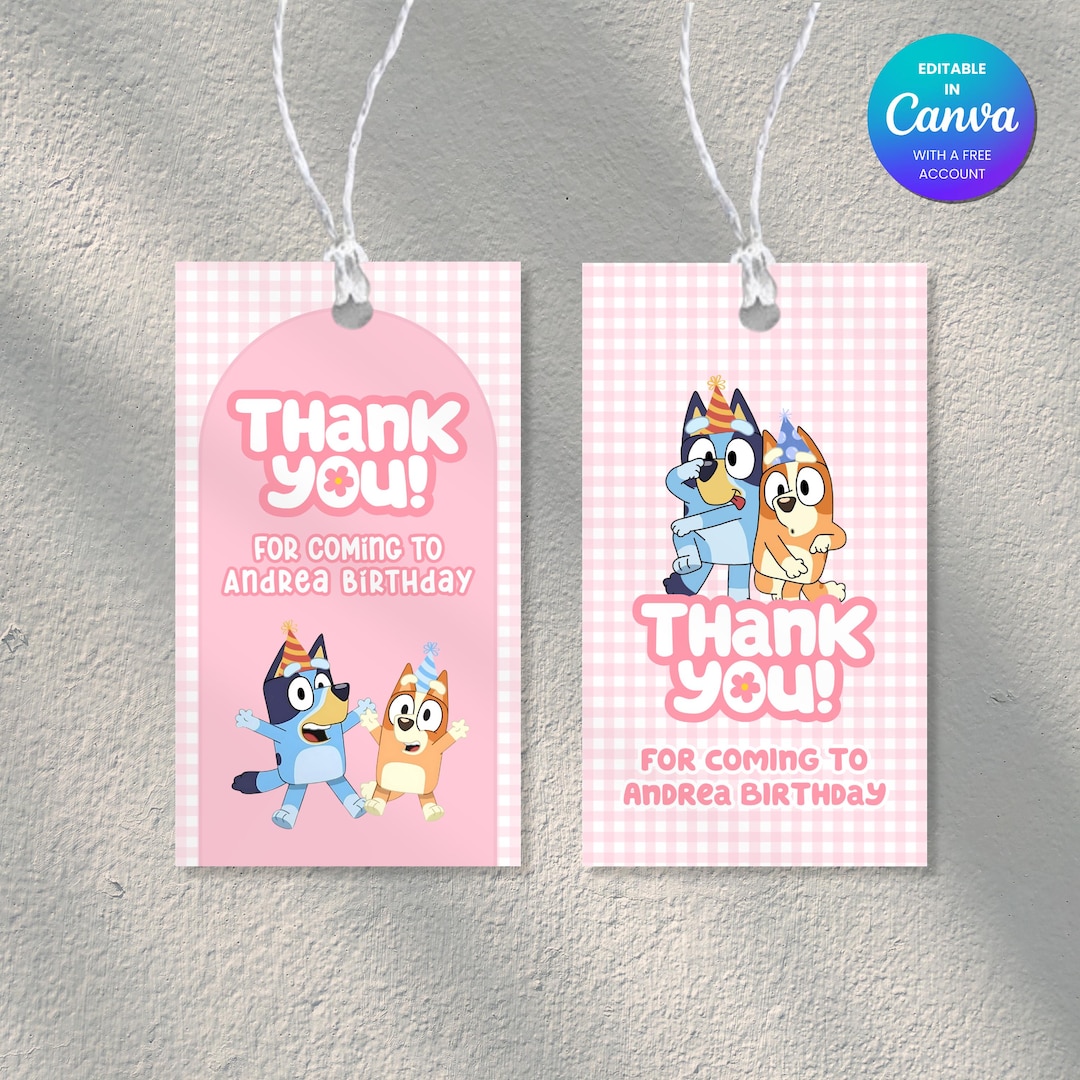 Bluey Birthday Favour Tag Editable Bluey Birthday Party Favour Tag Blue ...