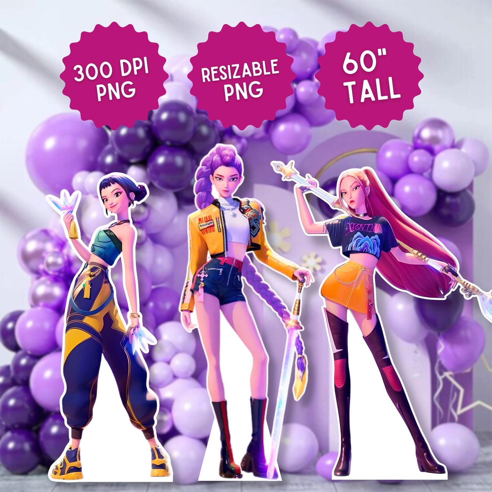 Printable Kpop Demon Hunters Standee Cut Outs Huntrix DIY Cutout Party ...