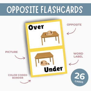 Opposite Flashcards Printable Montessori Flashcard for Kid Homeschool ...