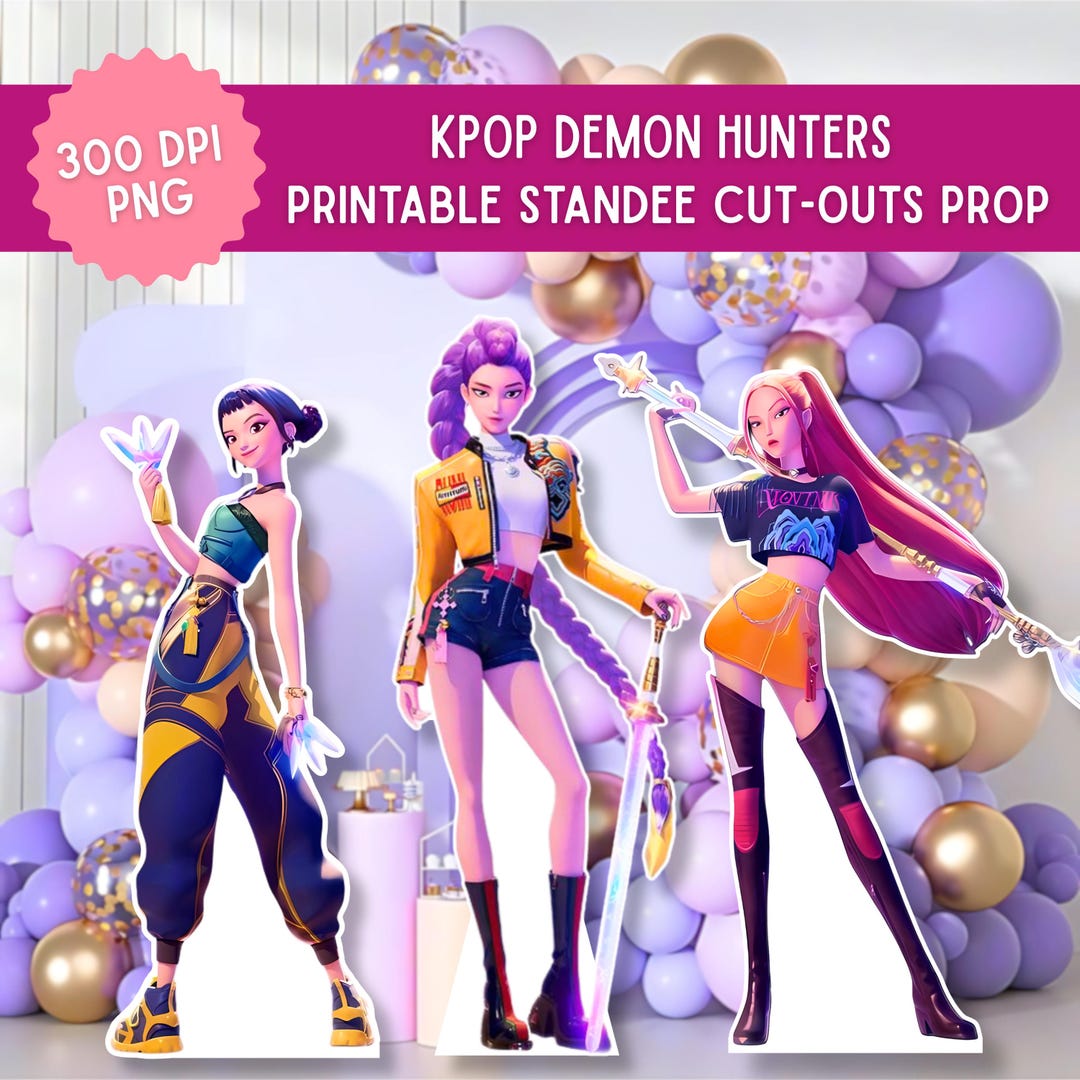 Printable Kpop Demon Hunters Standee Cut Outs Huntrix DIY Cutout Party ...