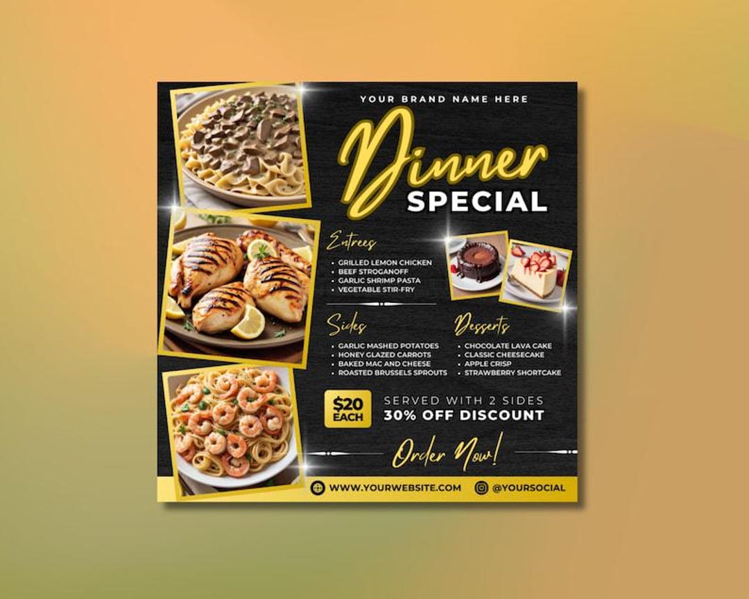 Dinner Specials Flyer, DIY Flyer Template Design, Dinner Sale Flyer ...