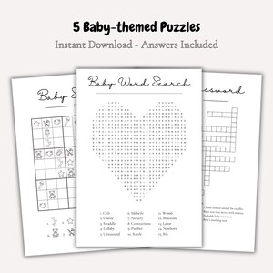 Baby Shower Puzzles - Crossword, Word Search, Word Scramble, Maze ...