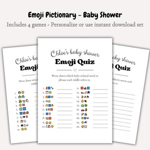 Emoji Pictionary for Baby Shower - Emoji Quiz - Game Bundle - Nursery ...