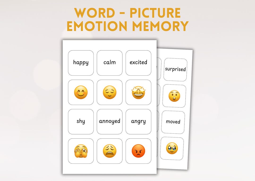 Emotion Matching Game - Memory Game - Social Emotional Learning ...