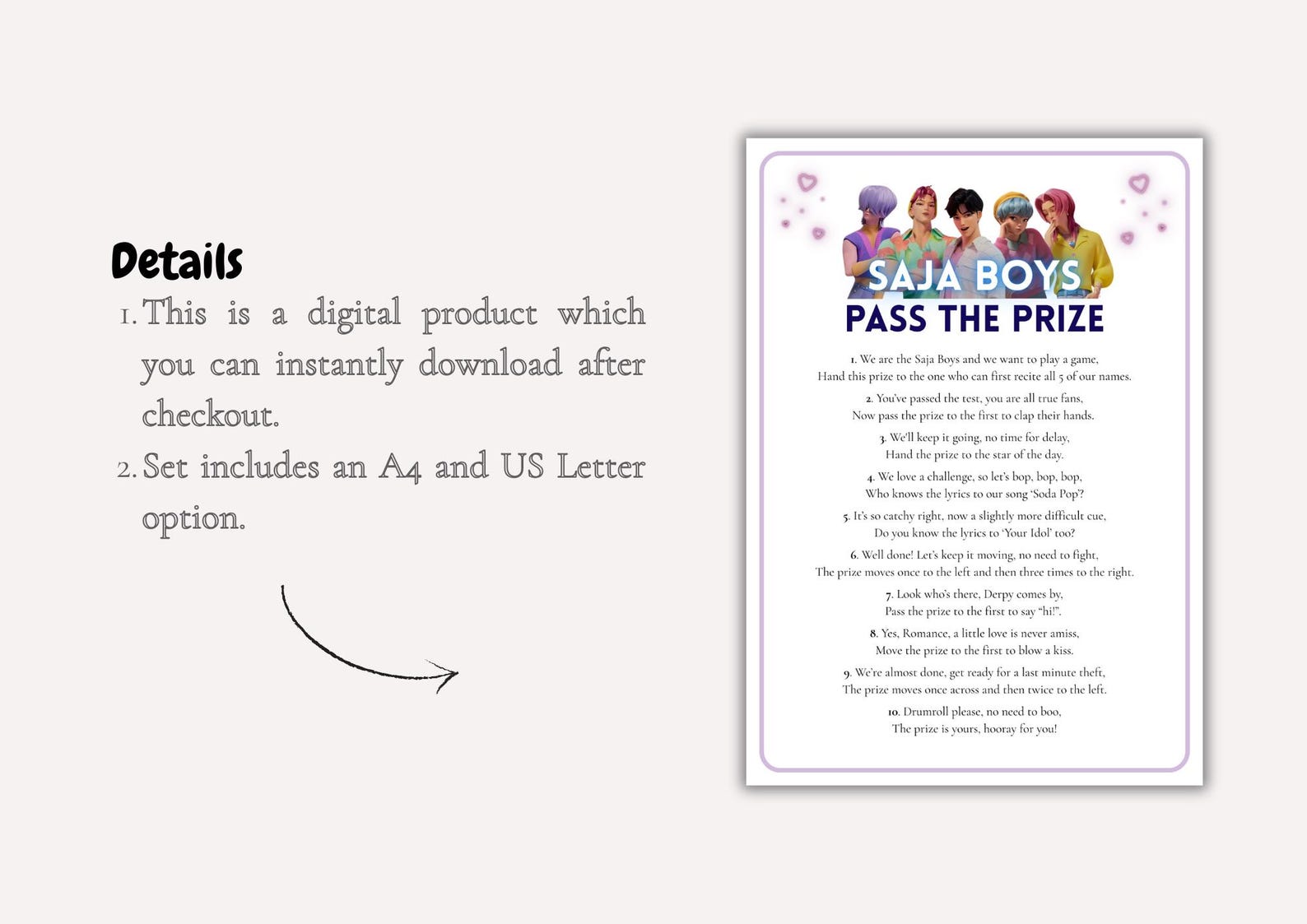 Kpop Pass the Prize - Fun Birthday Party Game (printable Instant ...