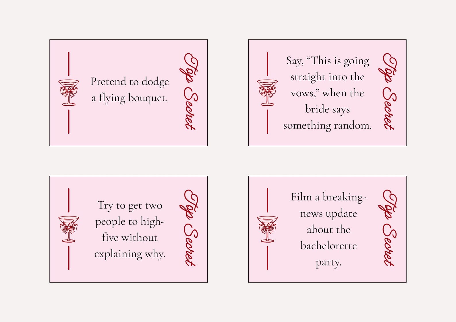 Secret Mission Cards - Secret Challenge Game - Bachelorette Party ...