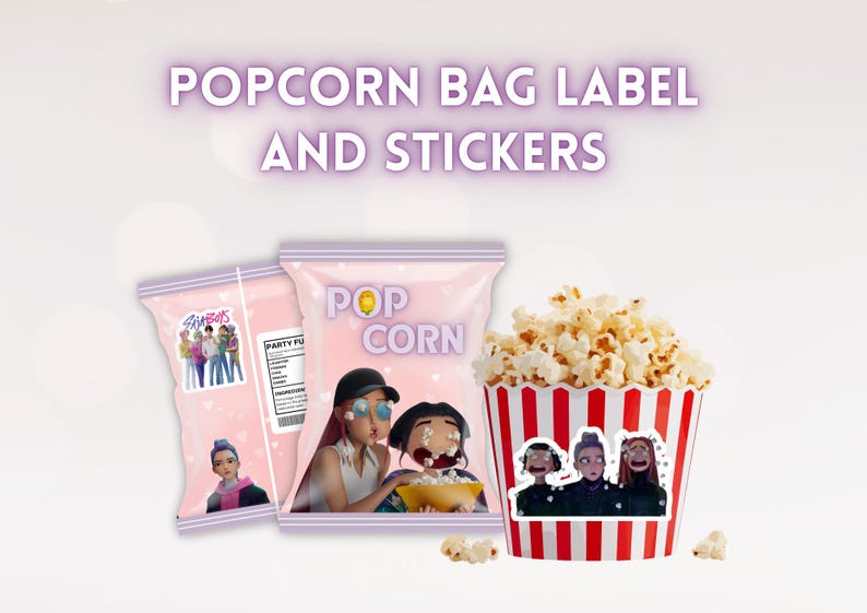 Kpop Popcorn Label - Party Favor - Stickers for Popcorn Bucket ...