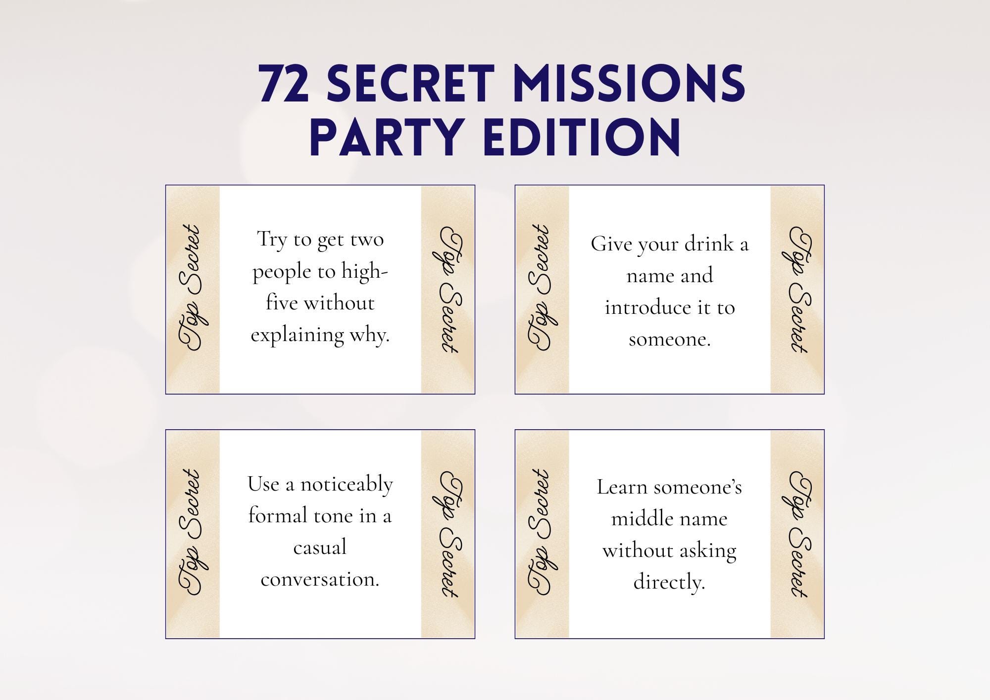 Secret Mission Cards - Secret Challenge Game - Party Activity ...