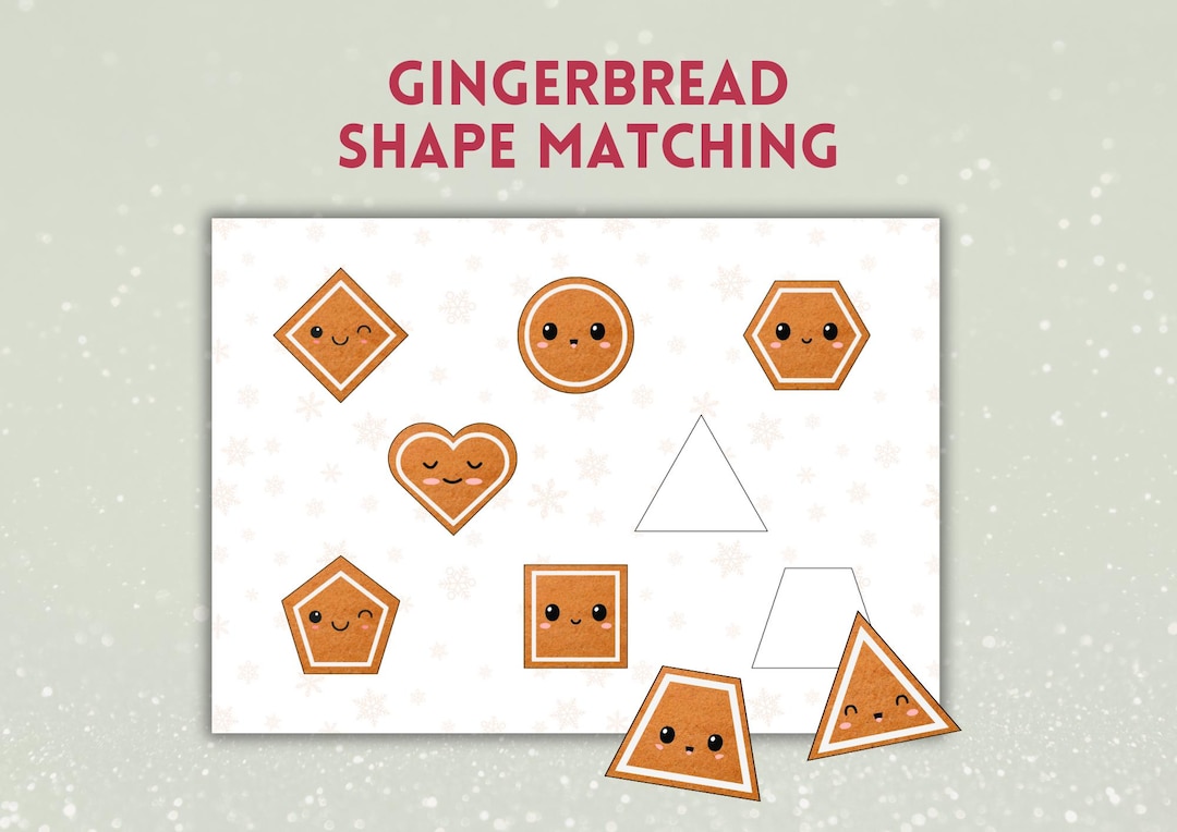 Gingerbread Shape Matching - Preschool Activity - Worksheet Toddler ...