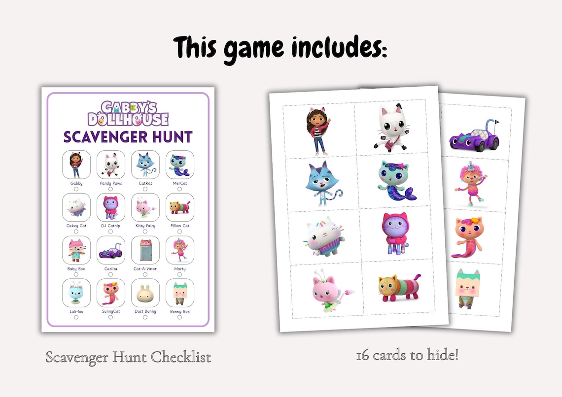 Gabby's Dollhouse Scavenger Hunt Game - Treasure Hunt - Fun Birthday ...