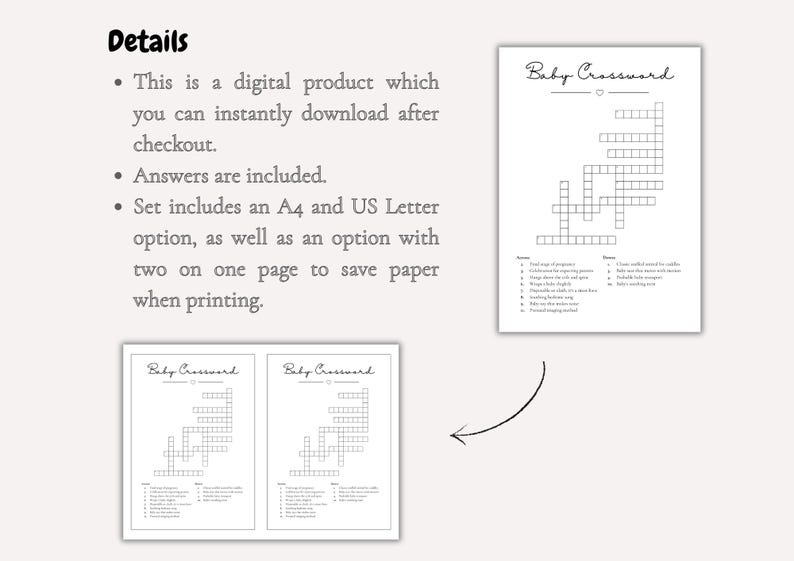 Baby Shower Puzzles - Crossword, Word Search, Word Scramble, Maze ...