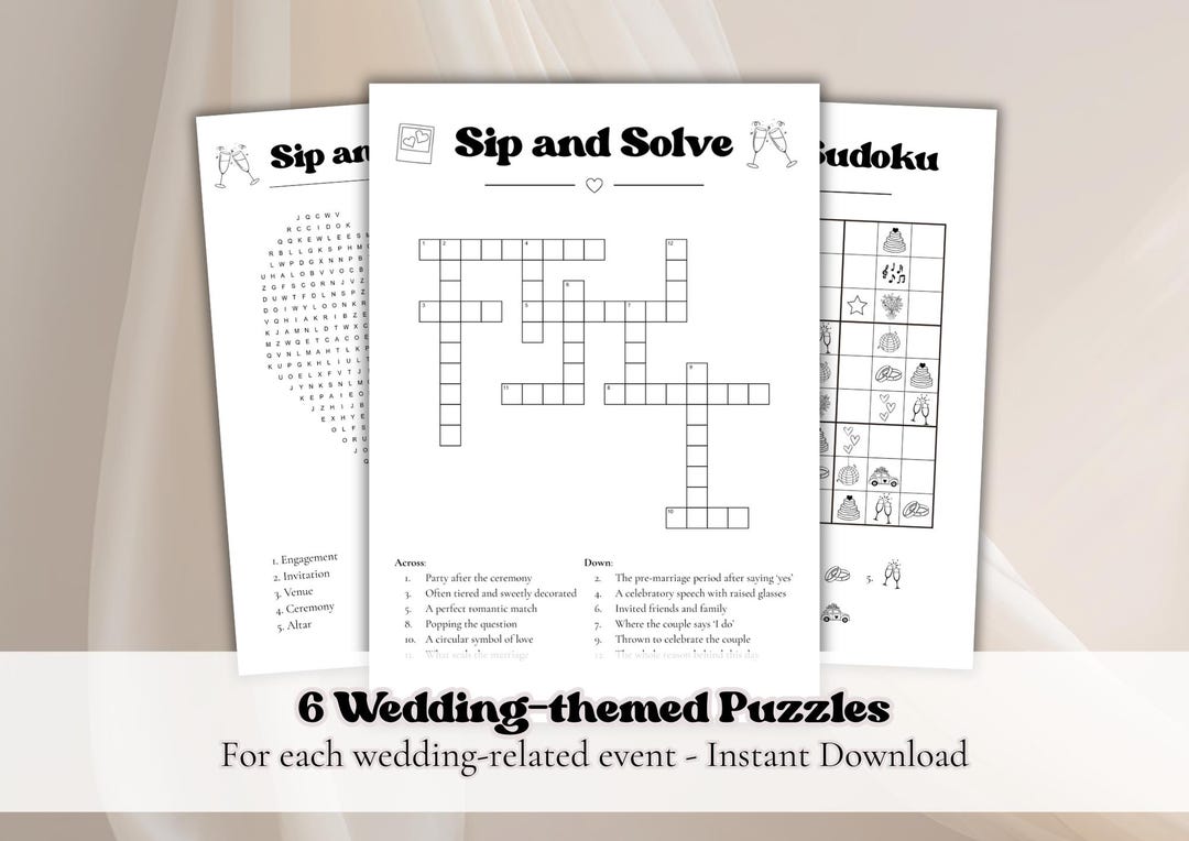 Wedding Puzzle Games Bundle: Crossword, Word Search, Word Scramble ...