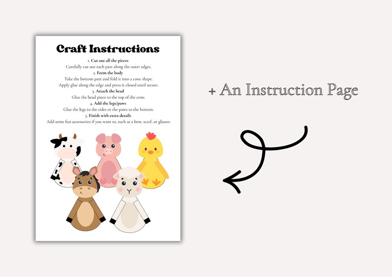 Printable Paper Craft Activity - Farm Animals - Cut and Glue Template ...