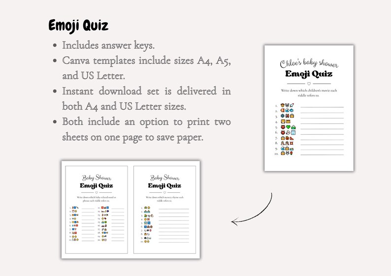 Emoji Pictionary for Baby Shower - Emoji Quiz - Game Bundle - Nursery ...