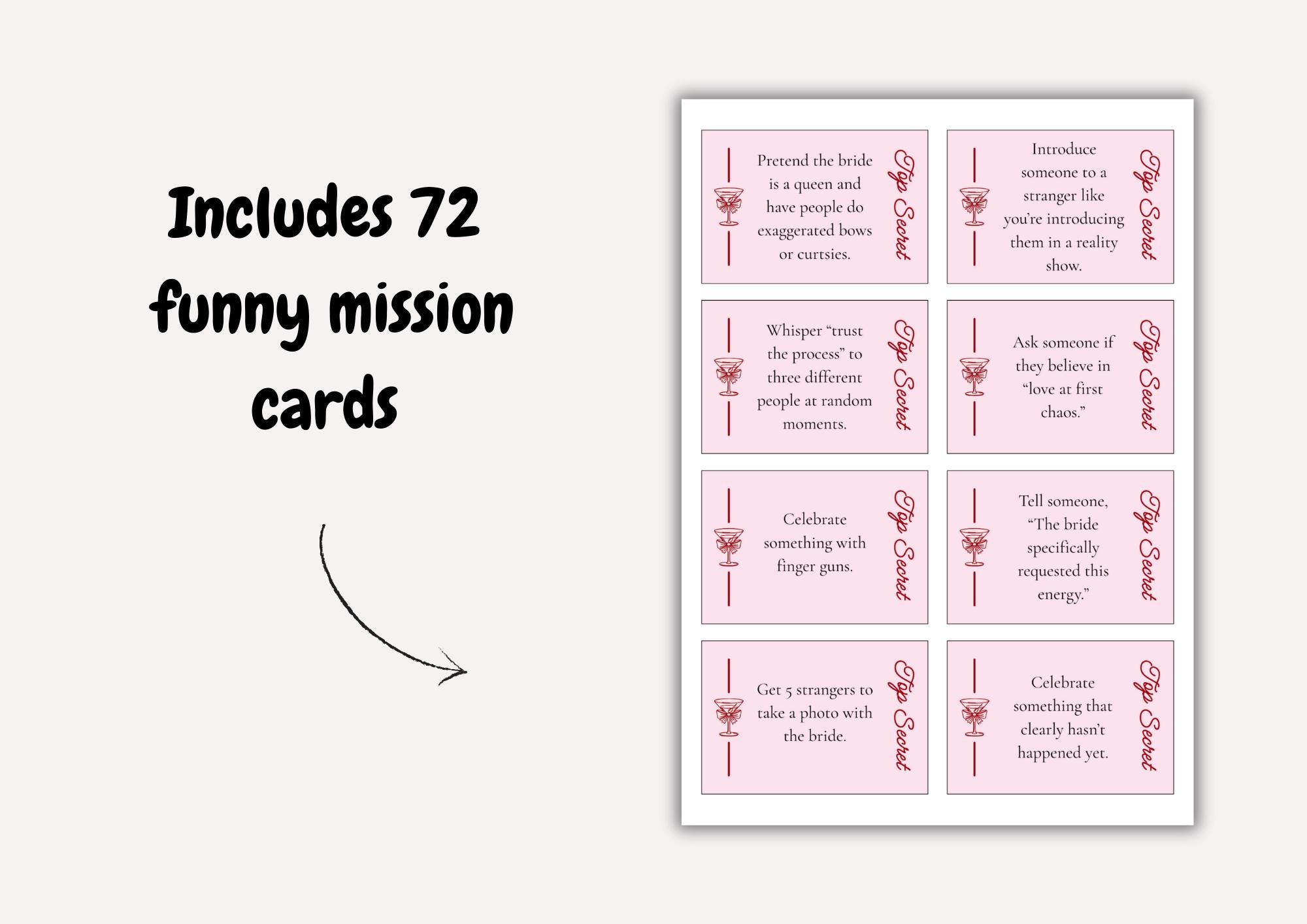 Secret Mission Cards - Secret Challenge Game - Bachelorette Party ...