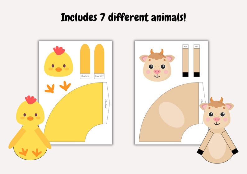 Printable Paper Craft Activity - Farm Animals - Cut and Glue Template ...