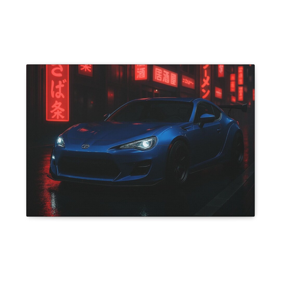 Cyberpunk Toyota GT86 Wall Art Blue JDM Poster Neon Tokyo Canvas Print ...