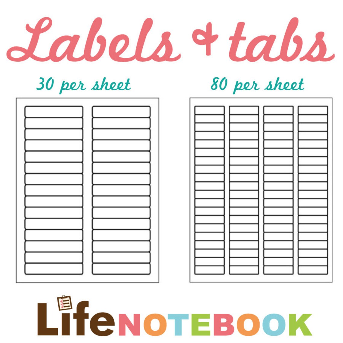 The Life Notebook Planner LABEL STICKERS DOWNLOADS only | Etsy