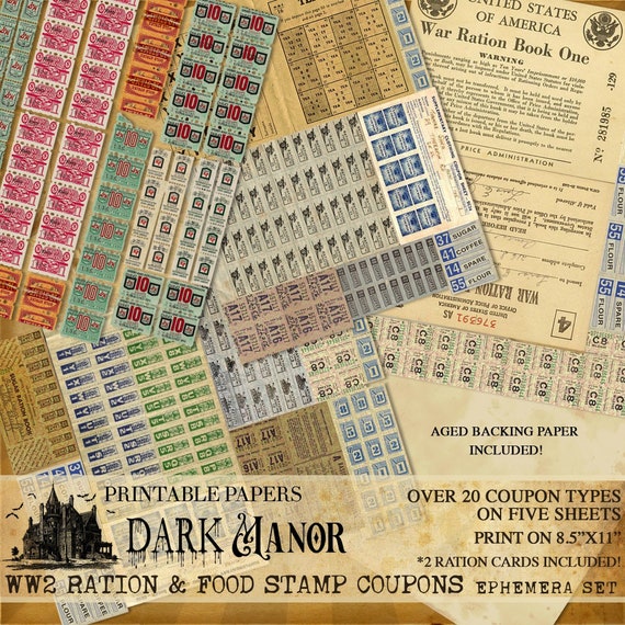 WW2 Ration & Food Stamp Coupon Ephemera Pack - DIGITAL JOURNALING ...