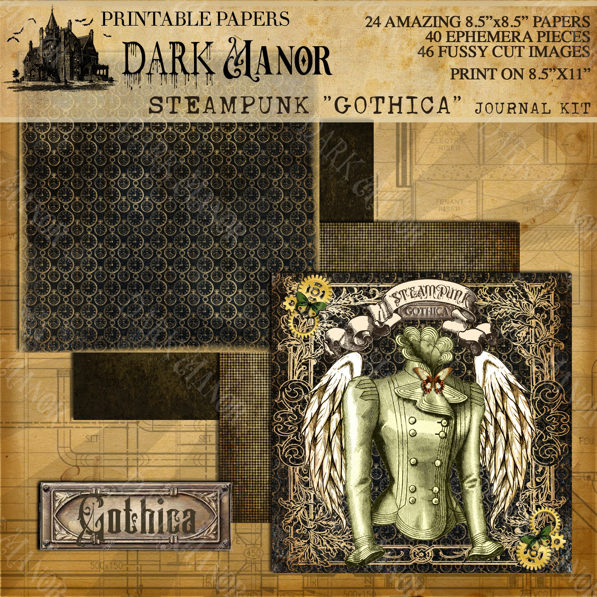 HUGE Steampunk gothica Kit Digital Junk Journal - Etsy