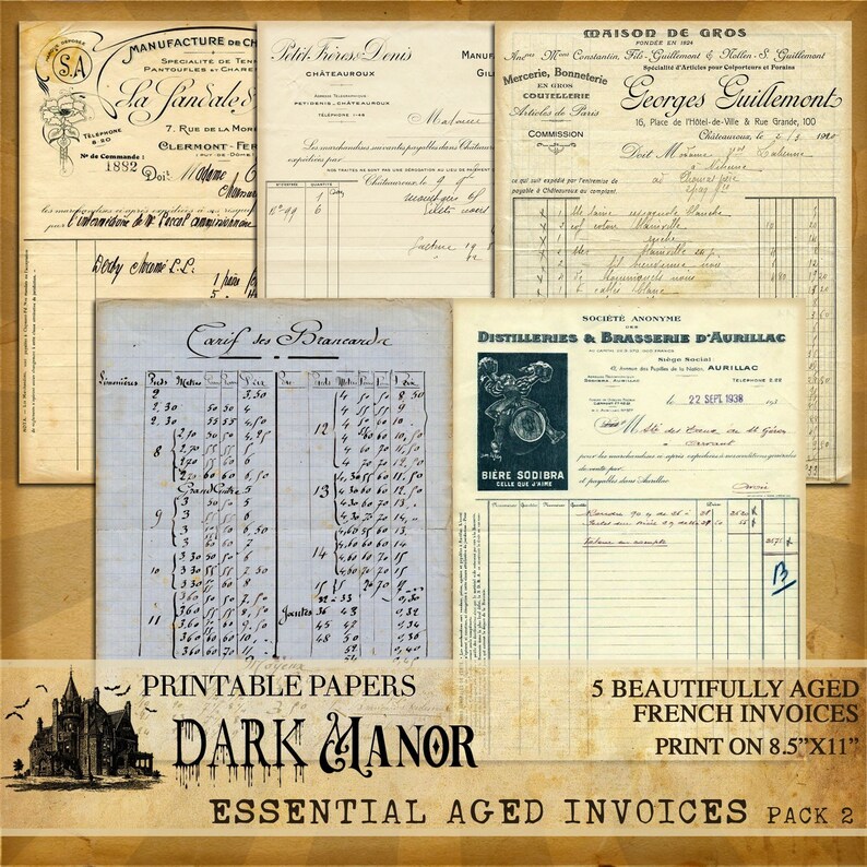 Essential Aged Invoices PACK 2 DIGITAL JOURNALING - Etsy