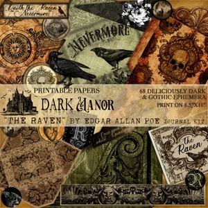 HUGE "the Raven" by Edgar Allan Poe Journal Kit - Digital Junk Journal ...