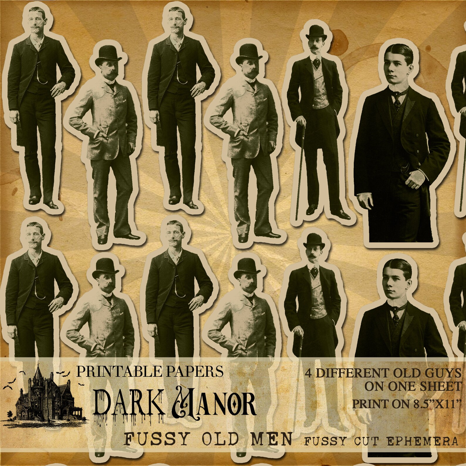 Fussy Old Men Fussy Cut Sheet DIGITAL JOURNALING - Etsy