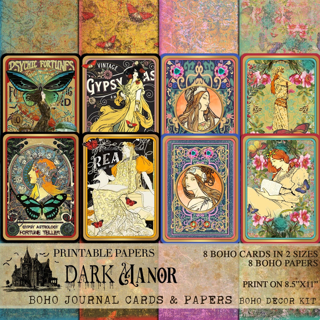 Boho Journal Cards & Papers - Vintage Boho Style - DIGITAL JOURNALING ...