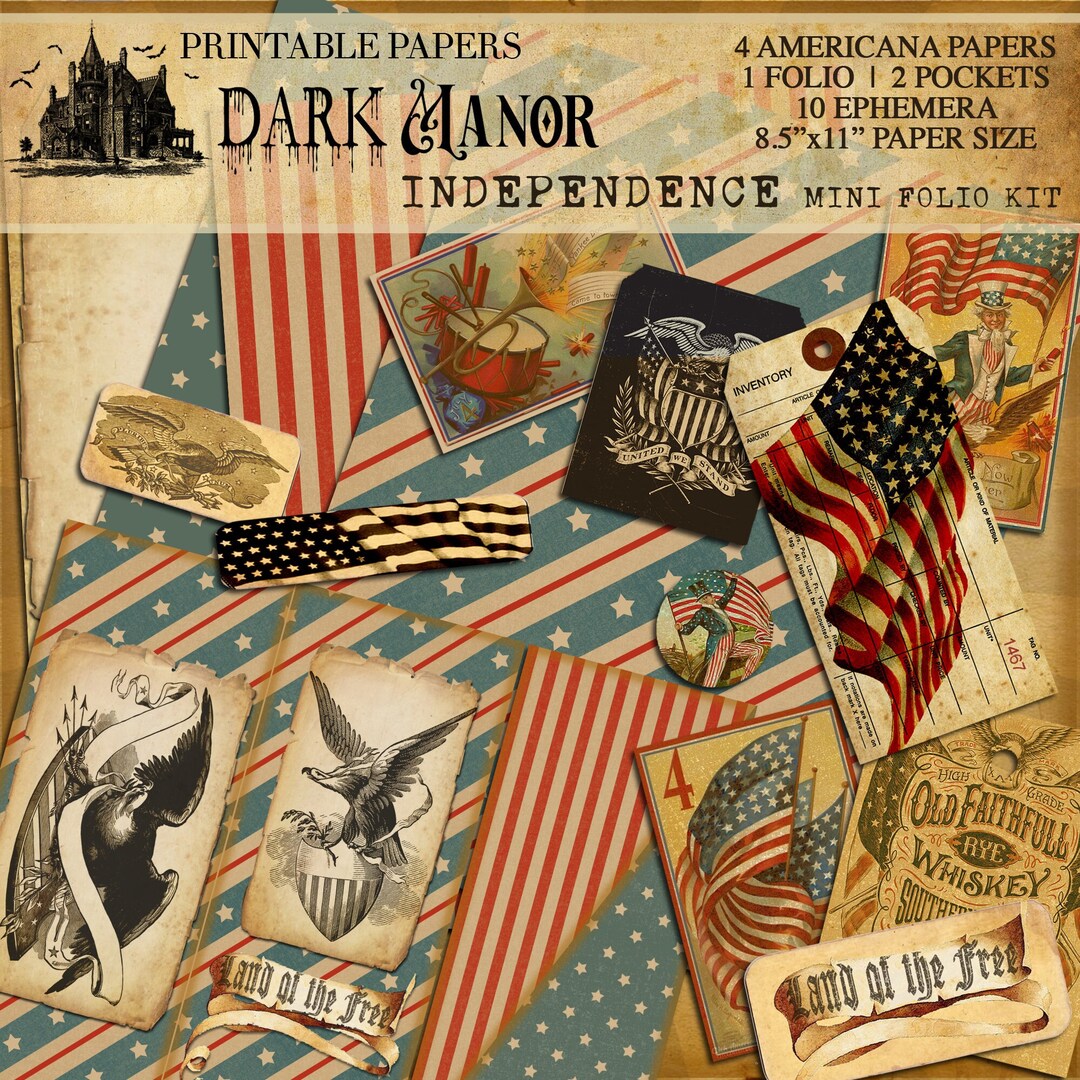 Independence Mini Folio Kit - DIGITAL JUNK JOURNAL - Instant Download ...