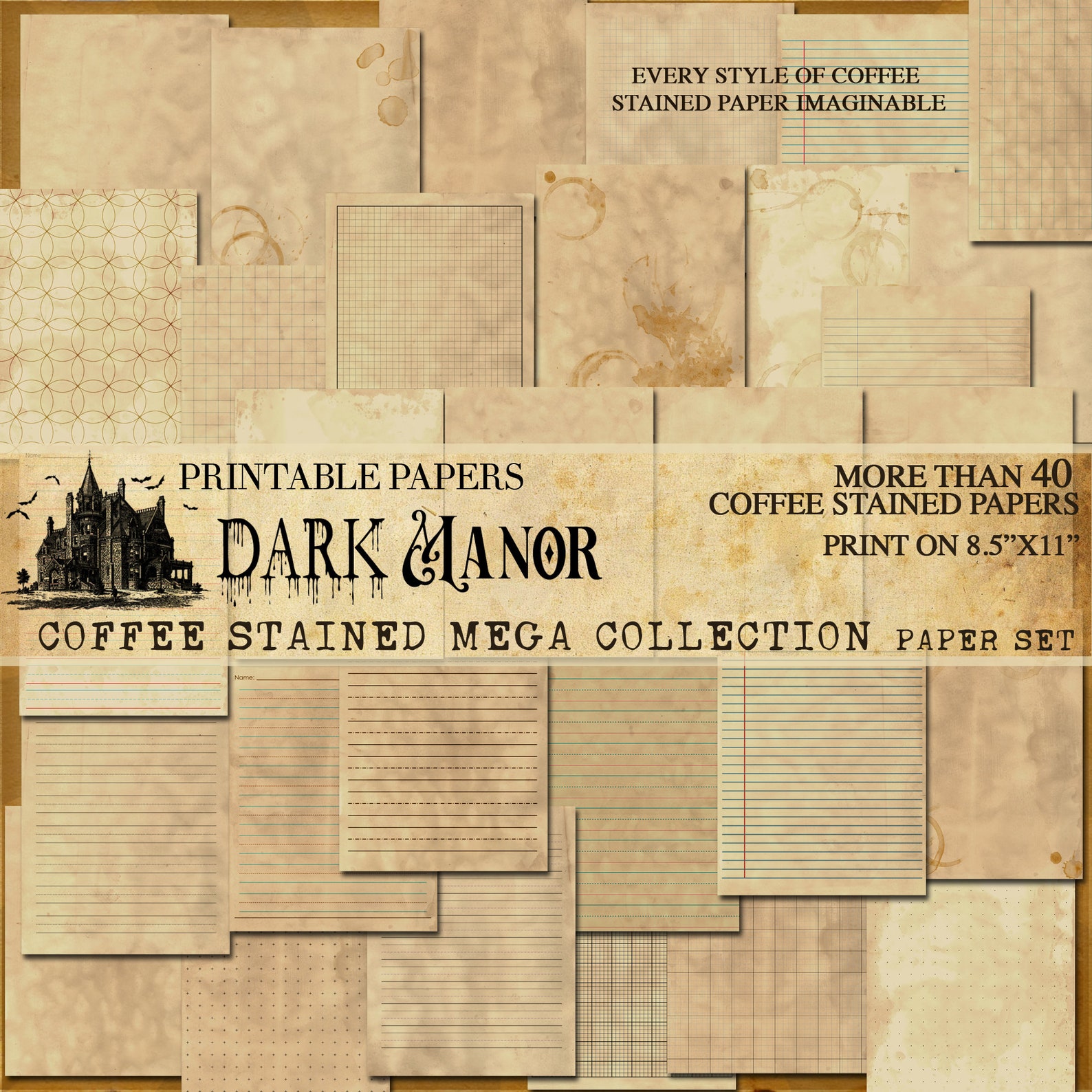 Coffee Stained Papers MEGA Pack - DIGITAL JOURNALING - Printable ...