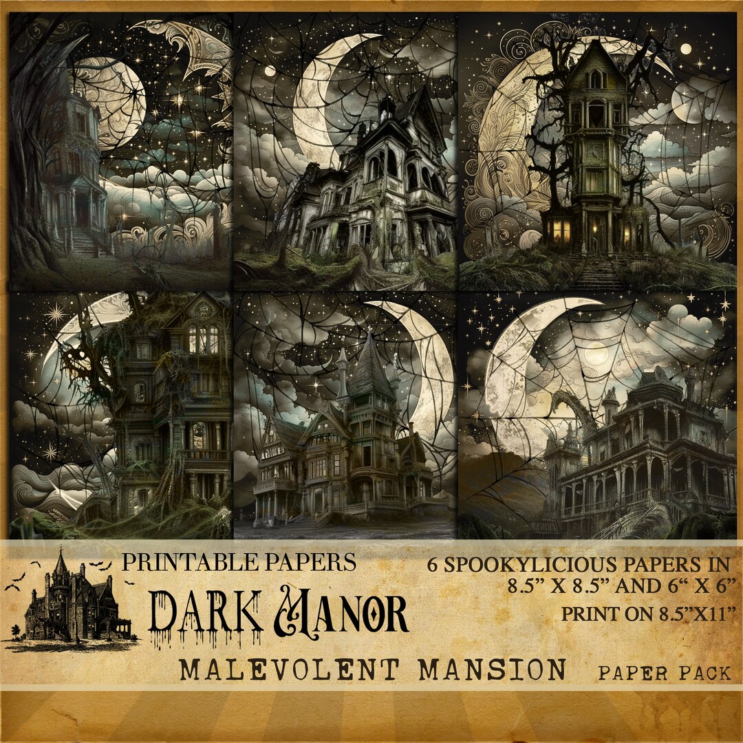 Malevolent Mansion Paper Pack Halloween Digital Paper Pack - Etsy
