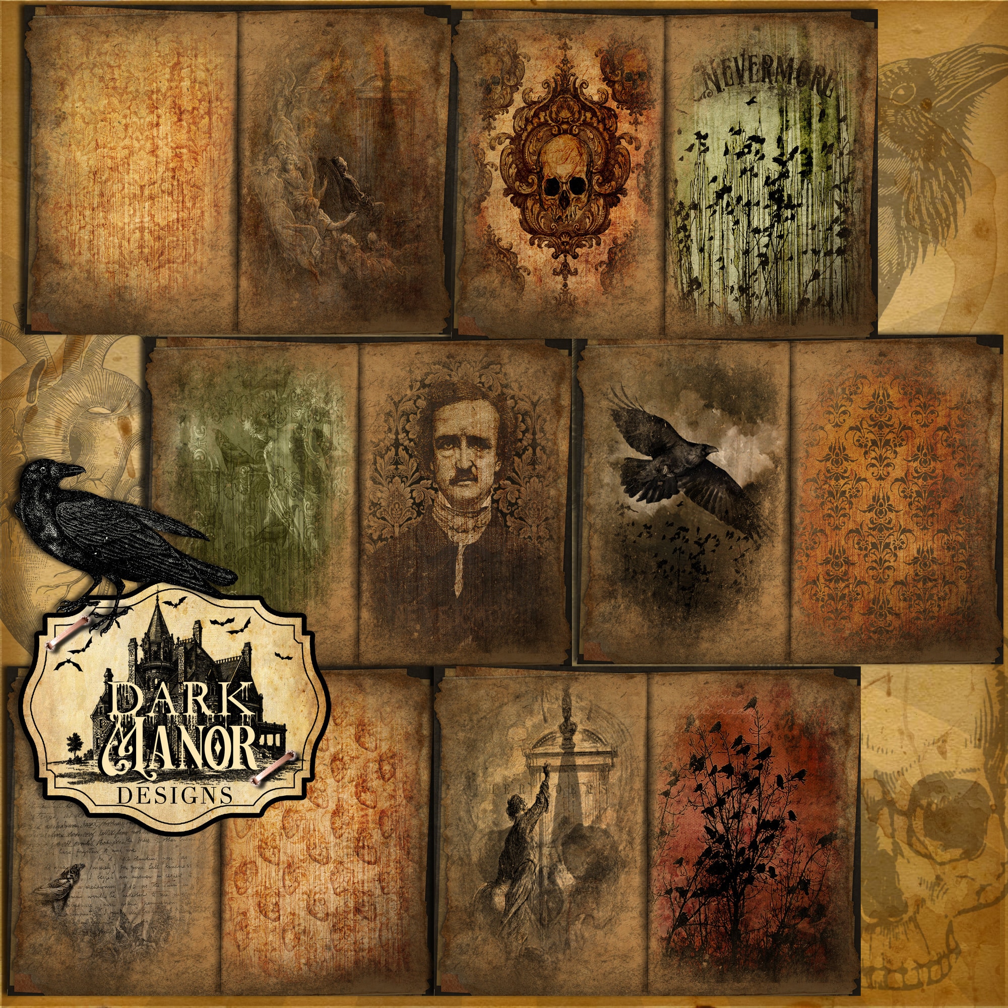 HUGE "the Raven" by Edgar Allan Poe Journal Kit - Digital Junk Journal ...