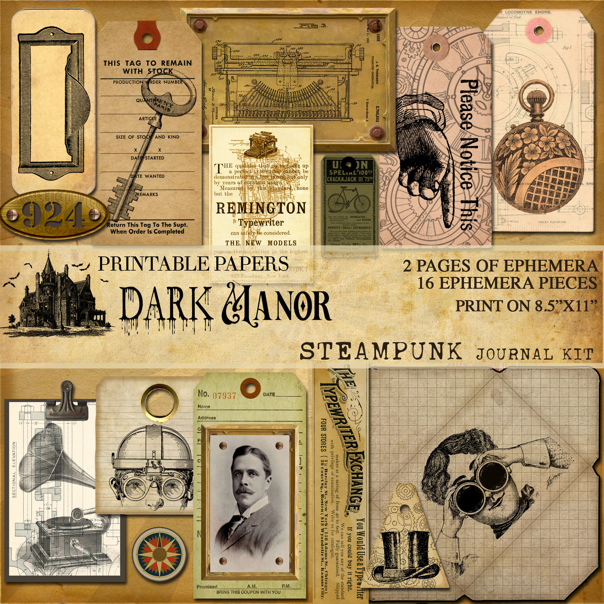 HUGE Steampunk Journal Kit Digital Junk Journal Instant - Etsy