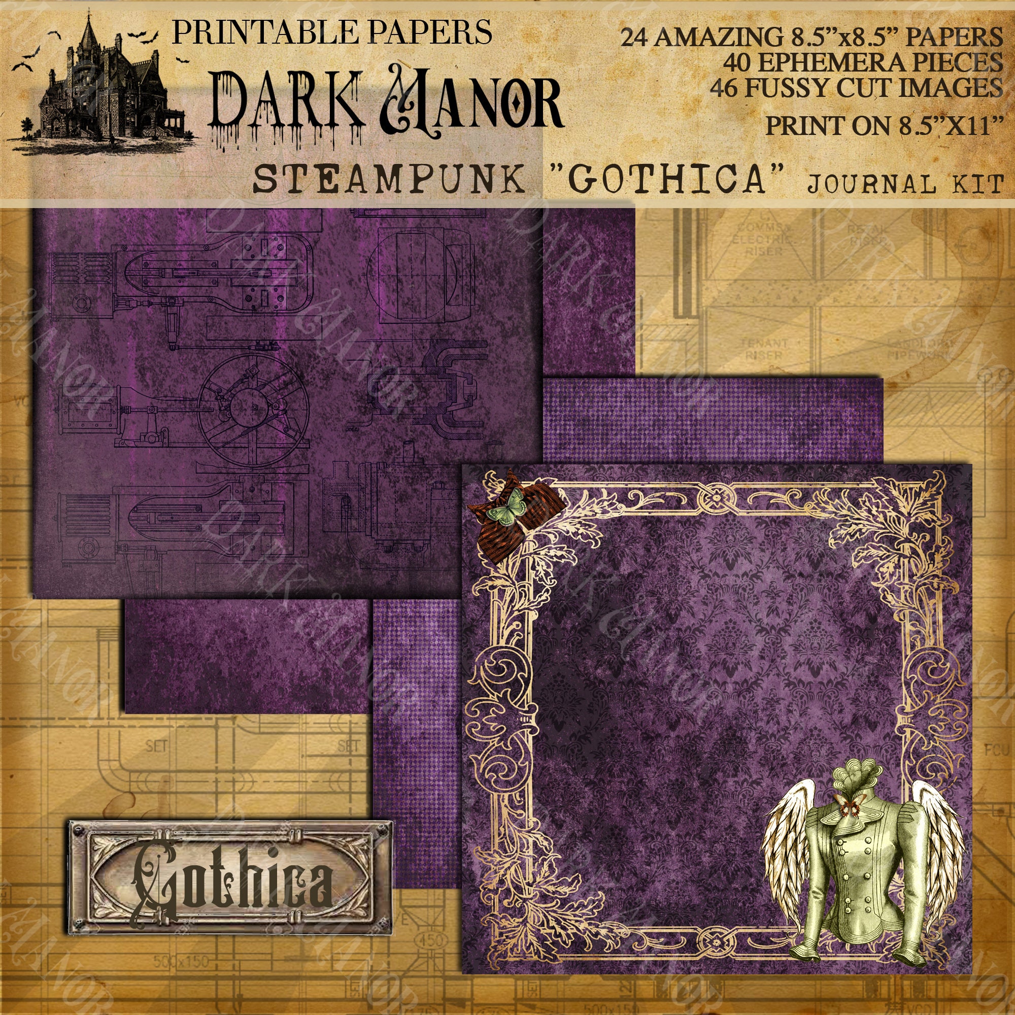 HUGE Steampunk gothica Kit Digital Junk Journal - Etsy