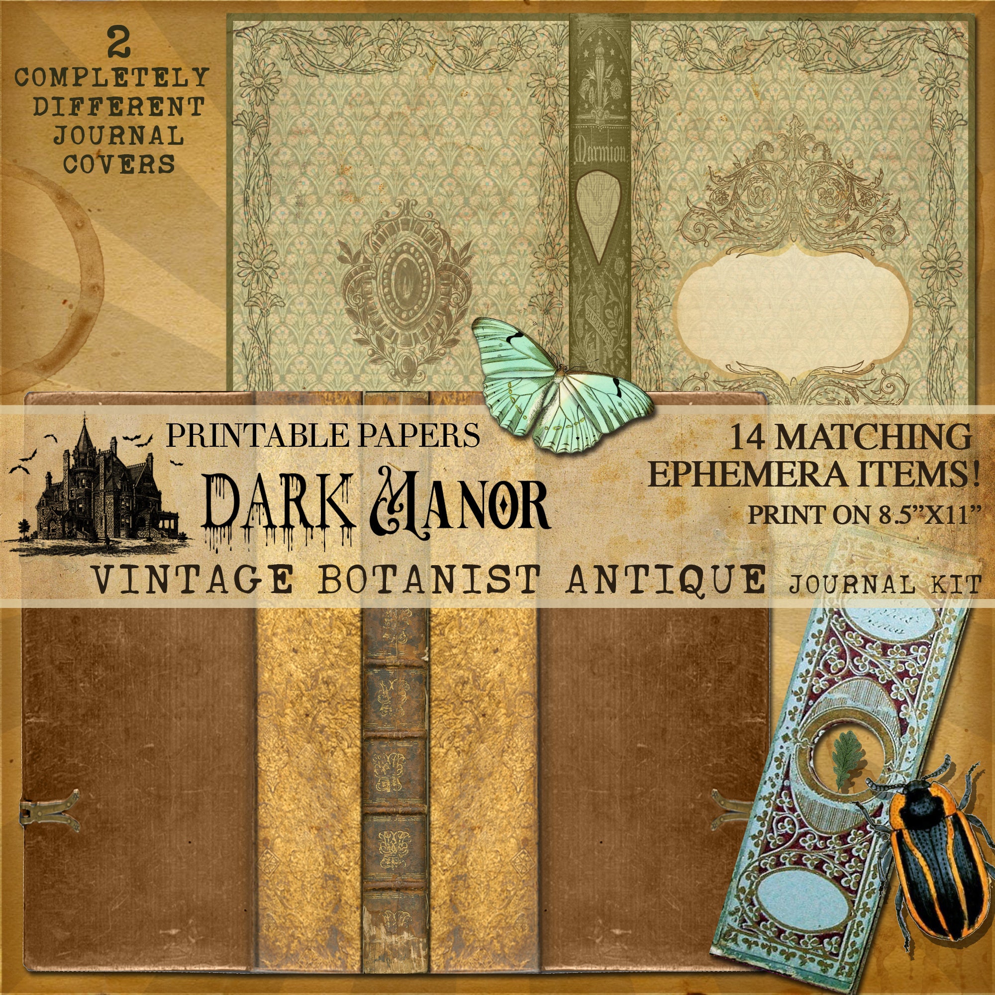 MASSIVE Vintage Botanist Antique Journal Kit - Digital Junk Journal ...