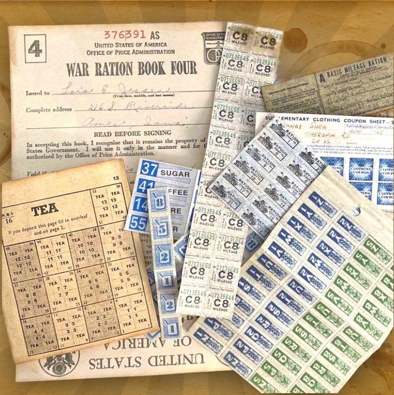 WW2 Ration & Food Stamp Coupon Ephemera Pack - DIGITAL JOURNALING ...