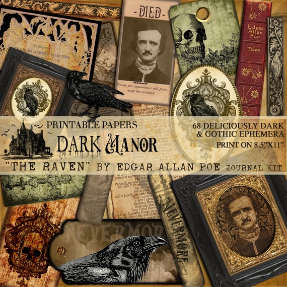 HUGE "The Raven" by Edgar Allan Poe Journal Kit - Digital Junk Journal ...