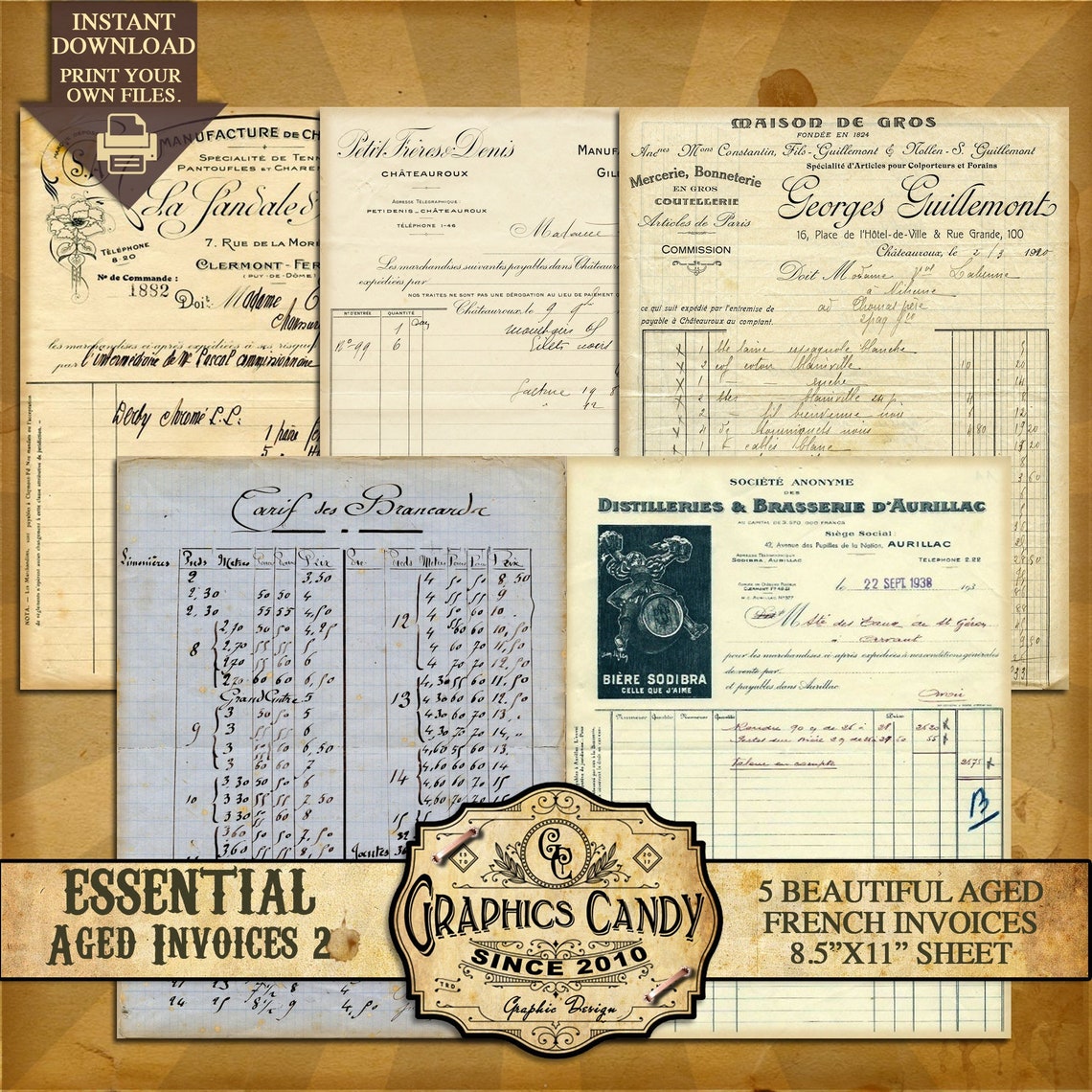 Essential Aged Invoices PACK 2 DIGITAL JOURNALING - Etsy