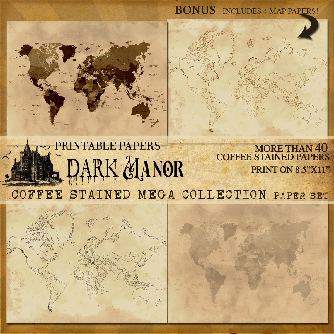 Coffee Stained Papers MEGA Pack - DIGITAL JOURNALING - Printable ...