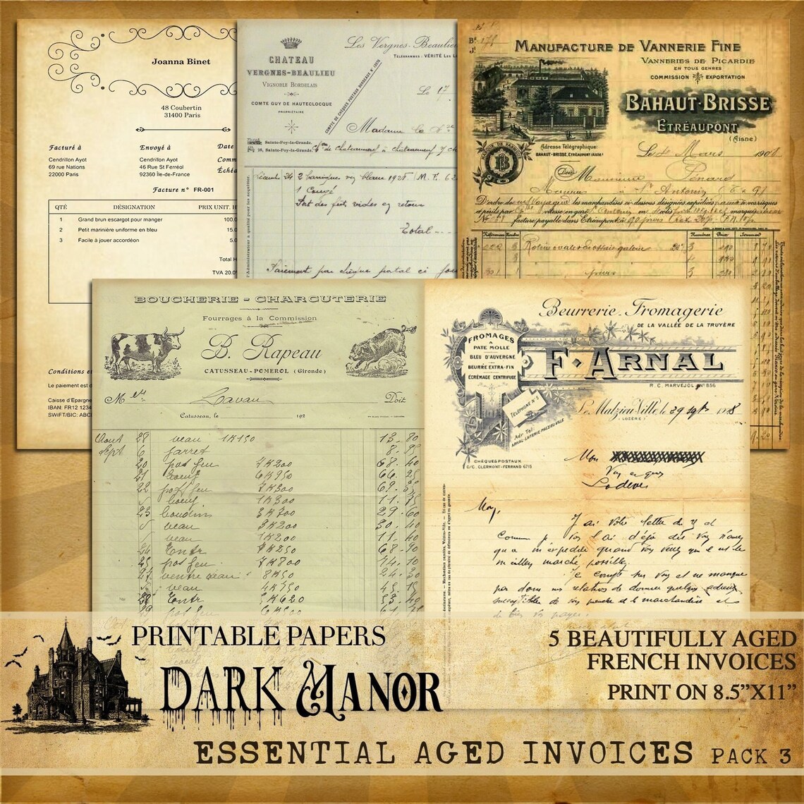 Essential Aged Invoices PACK 3 DIGITAL JOURNALING - Etsy