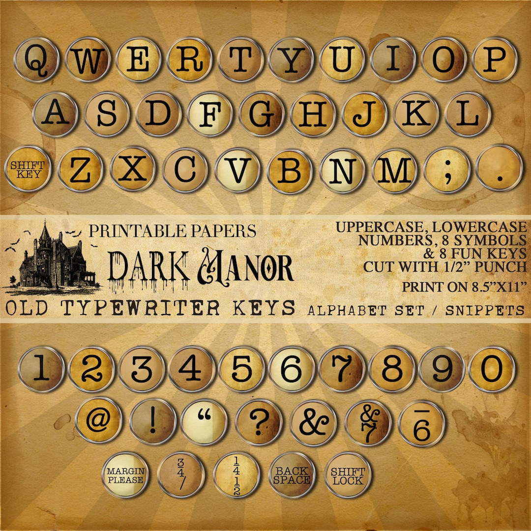 Old Typewriter Keys - Alphabet Set - Snippet Set - DIGITAL DOWNLOAD ...
