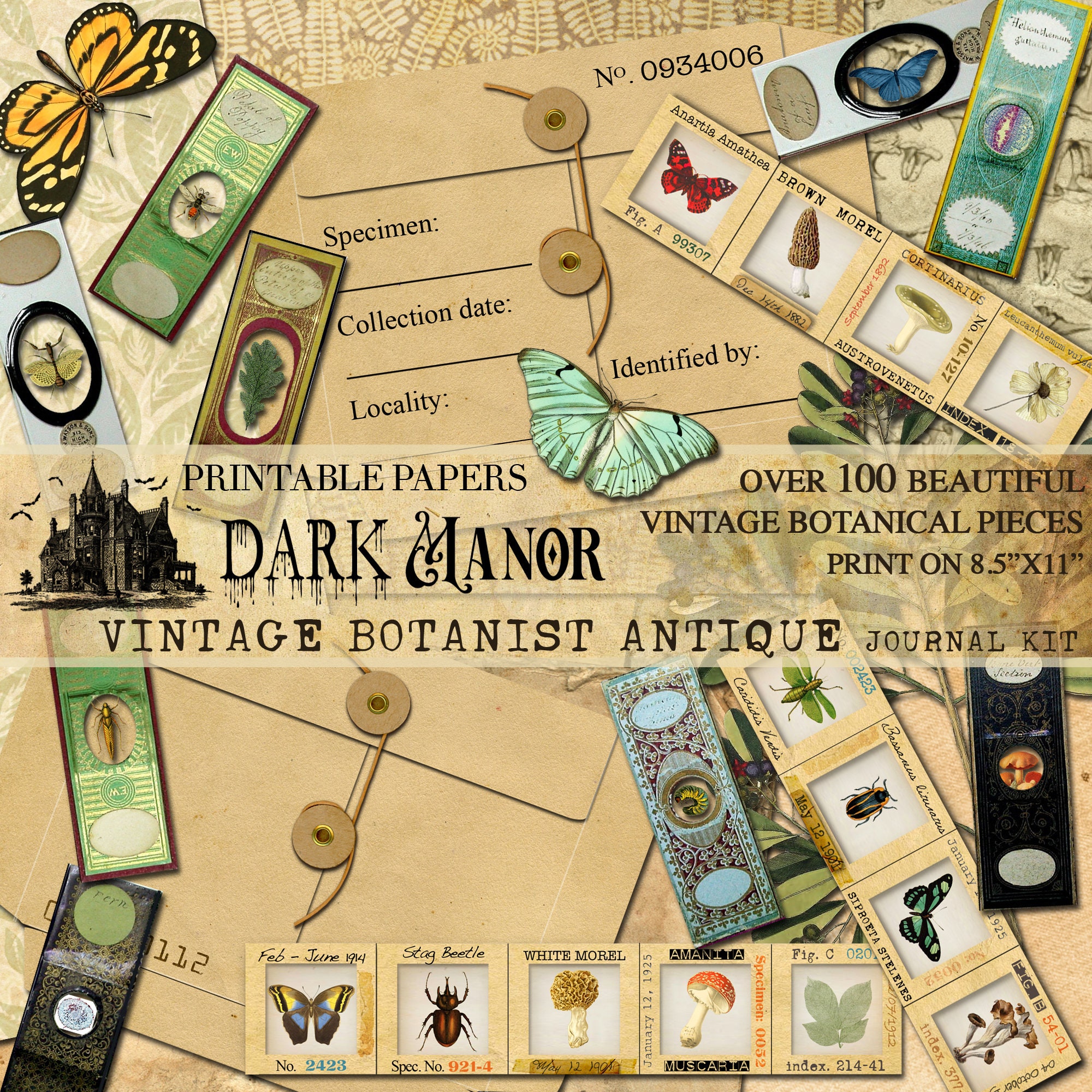 MASSIVE Vintage Botanist Antique Journal Kit - Digital Junk Journal ...